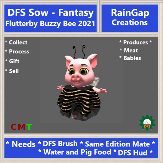 Second Life Marketplace - DFS Sow - Fantasy Buzzy Bee 2021 (0 days old)